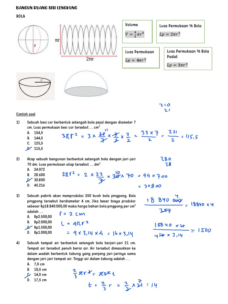 Soal Luas dan Volume Setengah Bola | PDF