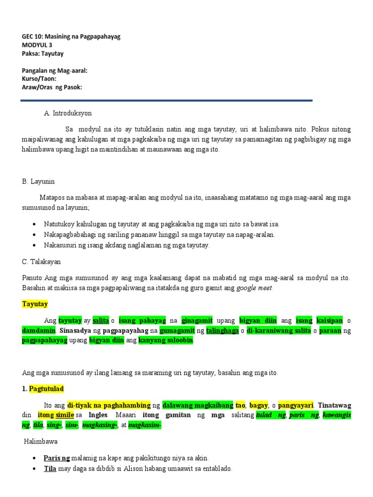 Midterm Reviewer Tayutay | PDF