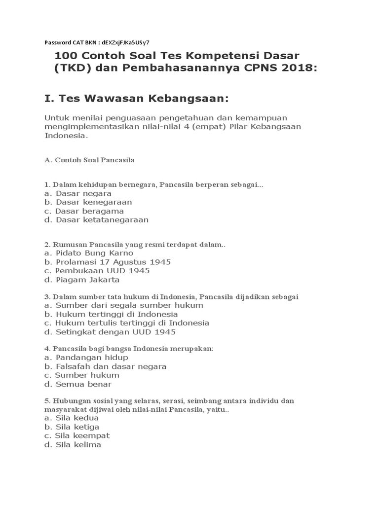 Contoh Soal CAT BKN | PDF