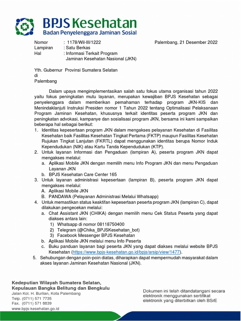 Informasi Terkait Program Jaminan Kesehatan Nasional (JKN) | PDF | Bisnis