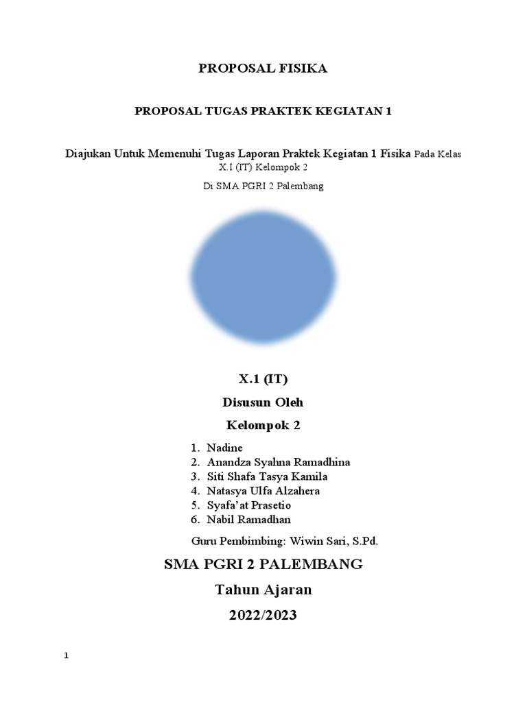Proposal Praktek Fisika Kelas X.I | PDF