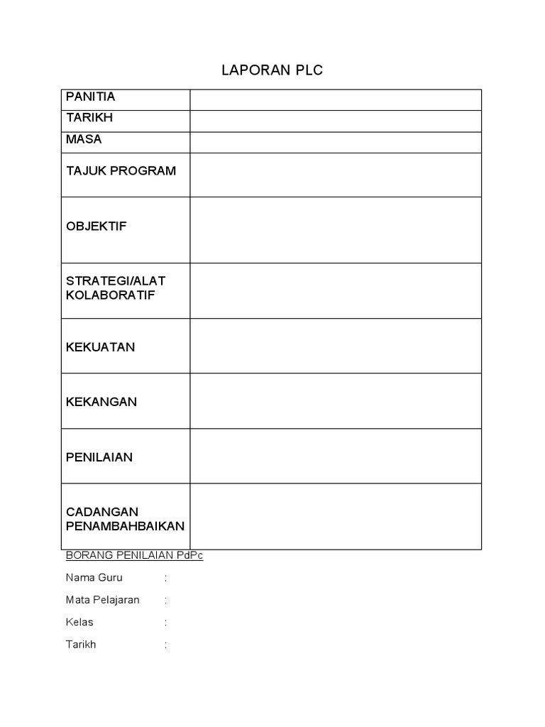 Borang Laporan PLC | PDF