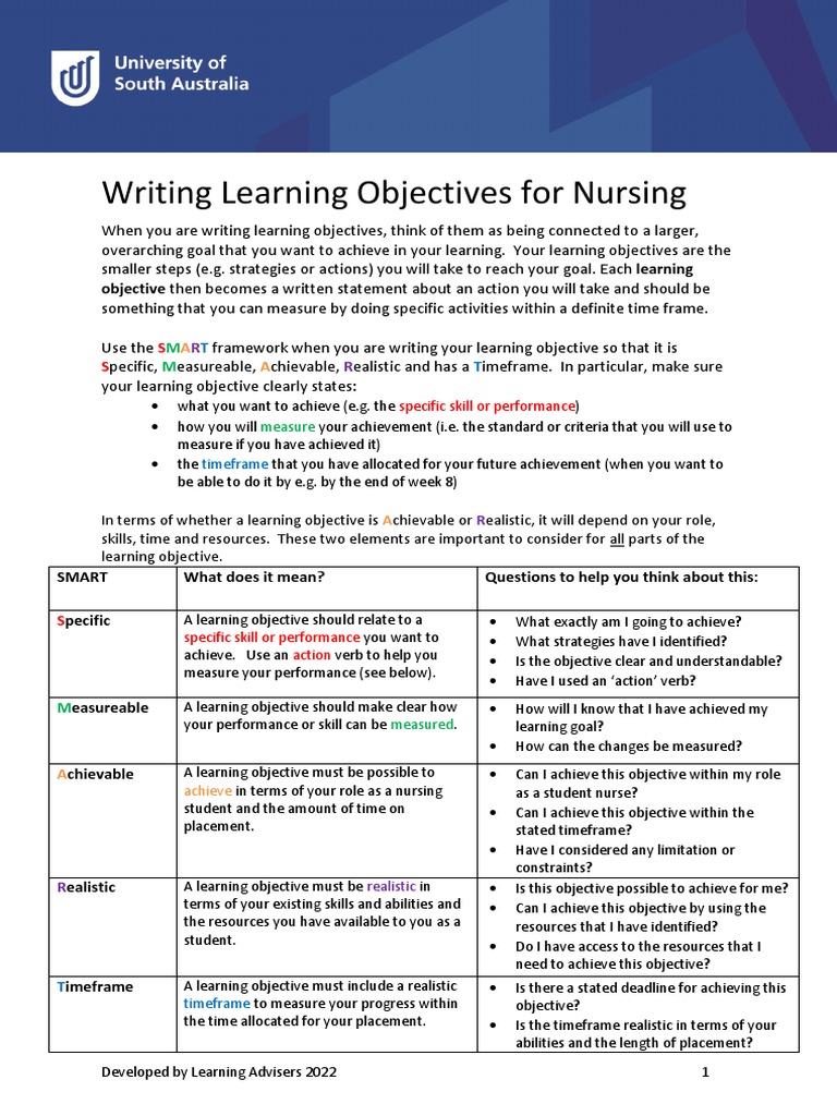 Writing Learning Objectives Nursing - Jan - 2022 | PDF | Evidence Based Medicine | Time
