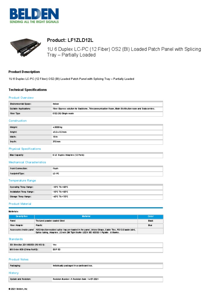 LF1ZLD12L Techdata | PDF | Information | Optical Fiber