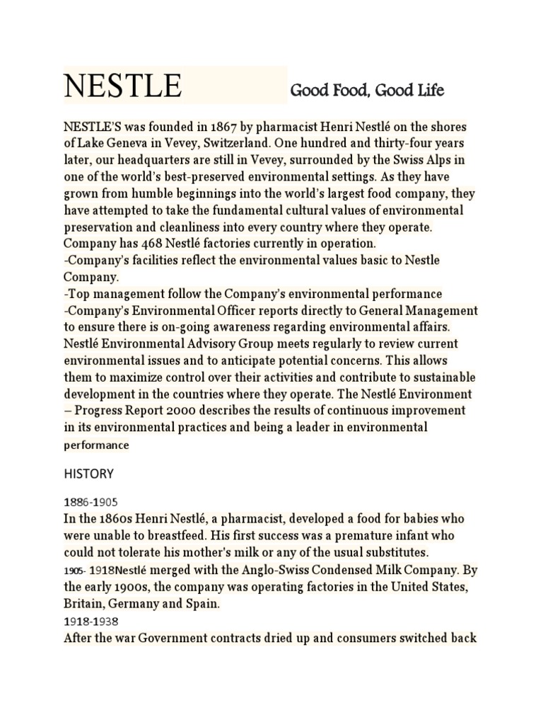 Nestlé's Commitment to Environmental Sustainability and Food Safety ...