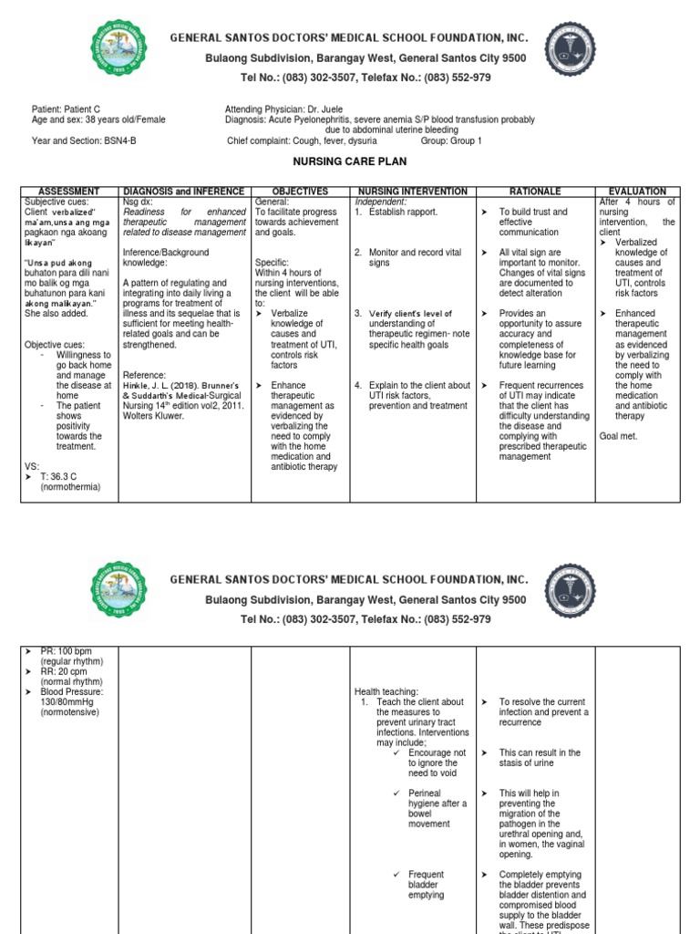 NCP Readiness UTI 1 | PDF | Urinary Tract Infection | Evidence Based ...