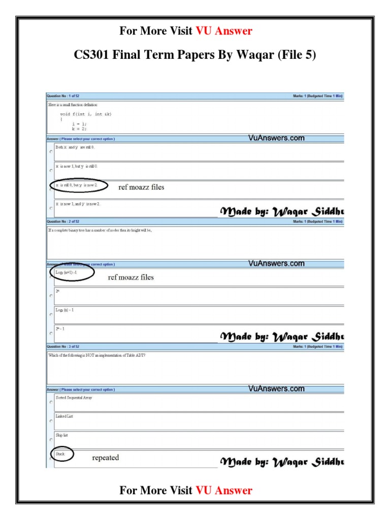 CS301 Final Term Papers by Waqar (File 5) | PDF | Foreign Language Studies | Religion & Spirituality