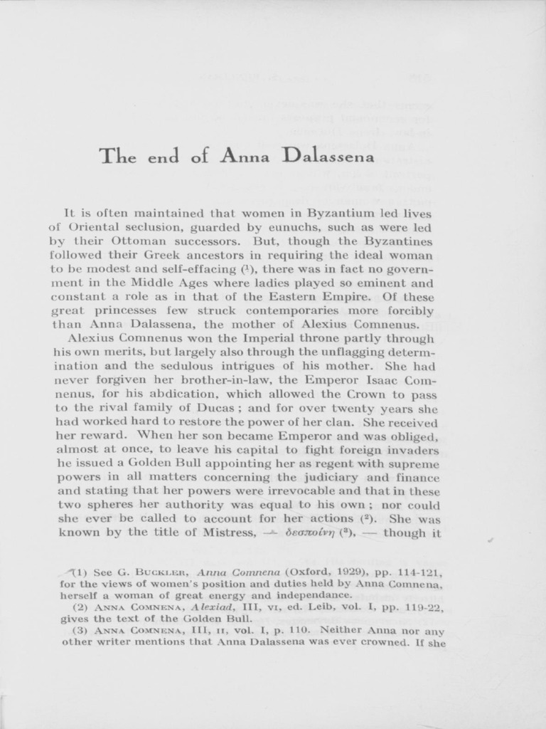 Runciman, The End of Anna Dalassene | PDF