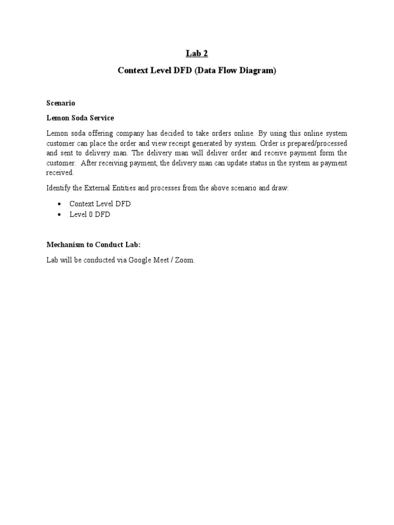 Lab 2-Context Level DFD (Data Flow Diagram) | PDF