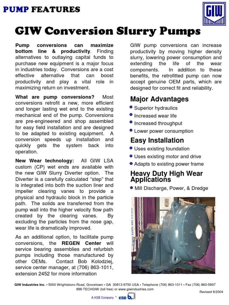 Giw Conversion Slurry Pumps | PDF | Technology & Engineering