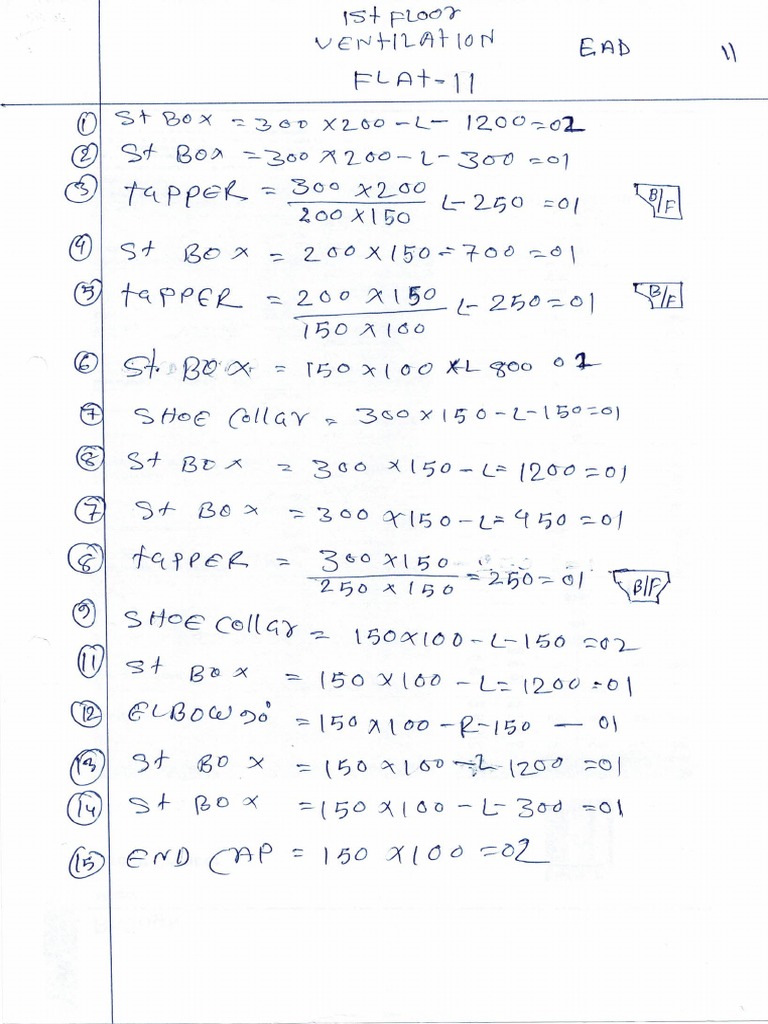 Ventilation G.I DUCT EAD Flat (1st Floor) - FLAT 11-23 | PDF