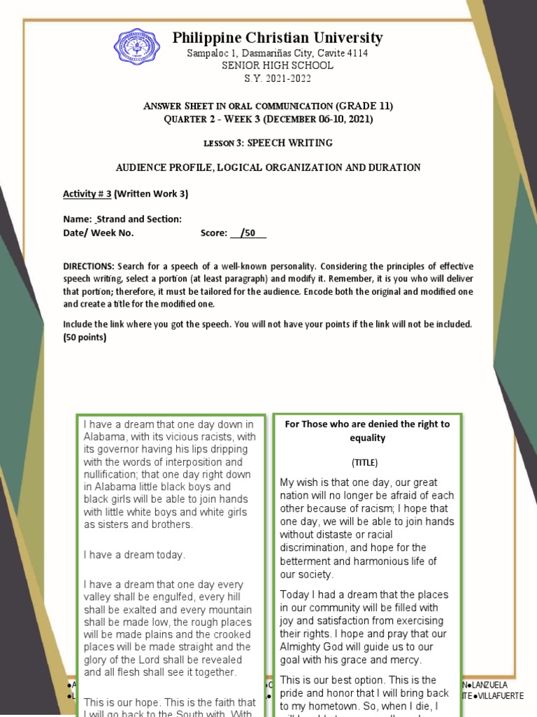 Oc - Week 3 - 2nd Quarter - Answer Sheet | PDF