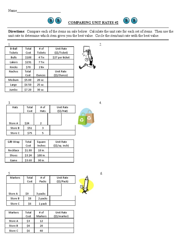 Comparing Unit Rates for Best Value | PDF | Art