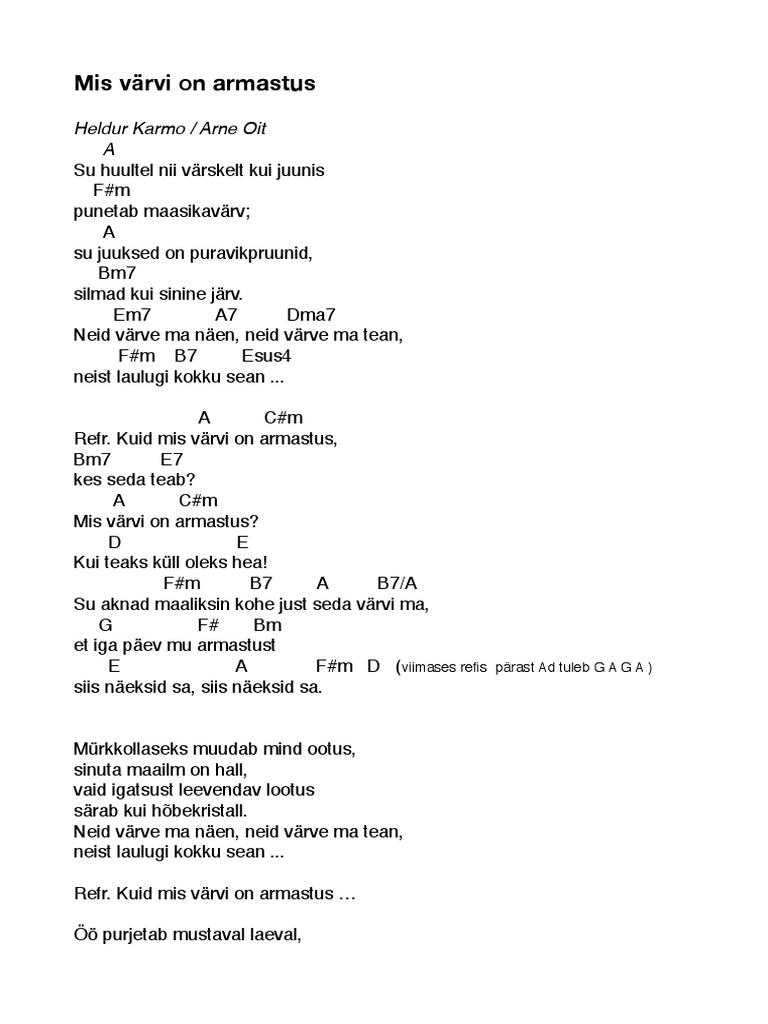 Mis Värvi On Armastus | PDF