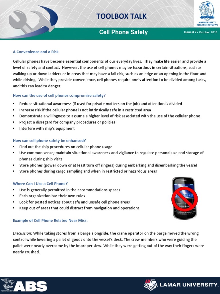 No 7 TBT Cell Phone Safety | Download Free PDF | Mobile Phones | Safety