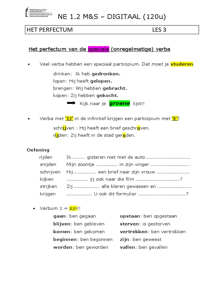 Perfectum Les 3 | PDF