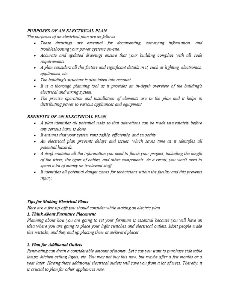 Importance and Benefits of Electrical Plans | PDF