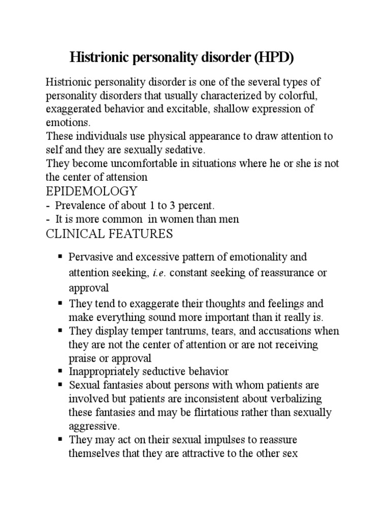 Histrionic Personality Disorder - East | Download Free PDF ...