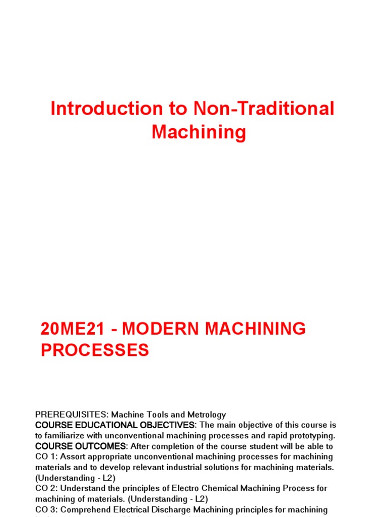 Non Traditional MachininPPT | PDF | Machining | Electrochemistry