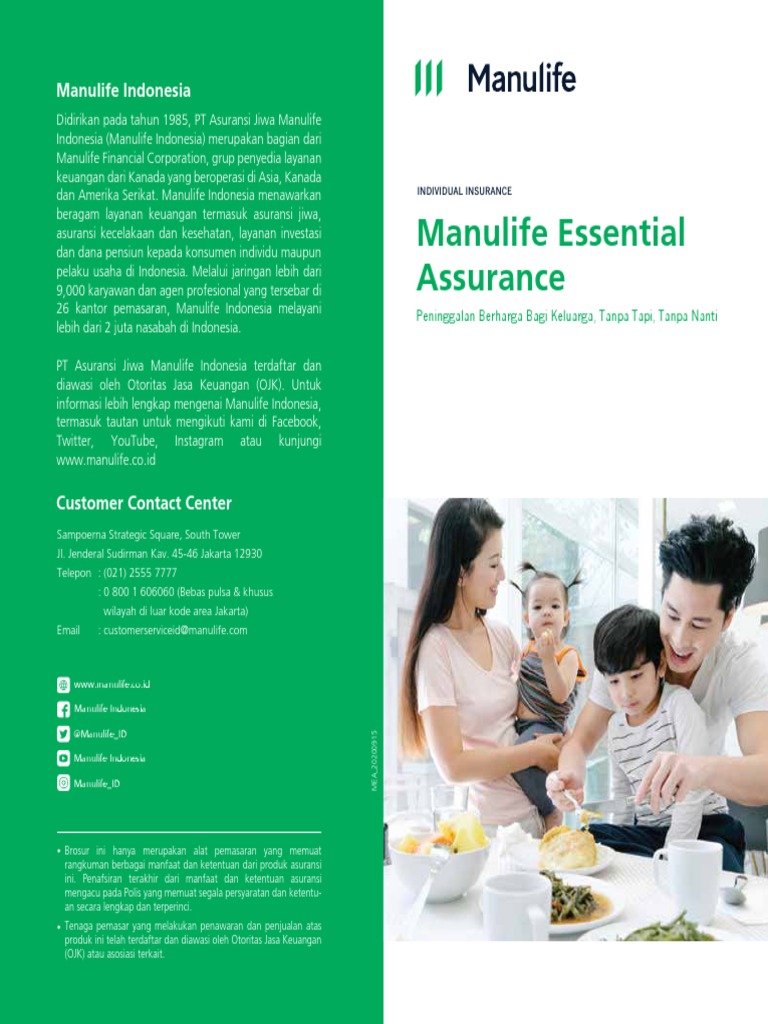 Brosur Manulife Essential Assurance (MEA) | PDF