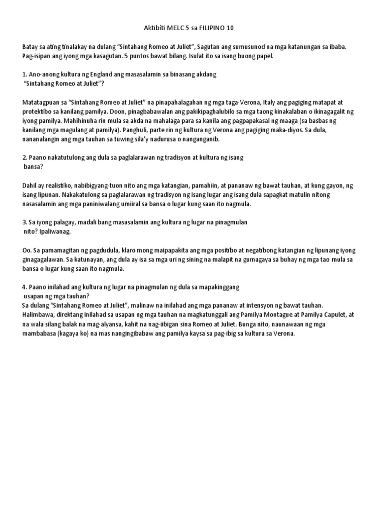 Melc 5 Fil 10 Aktibiti | PDF