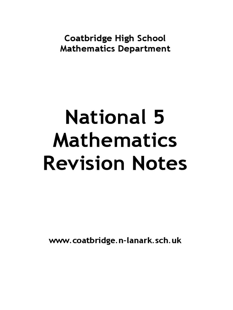 Nat 5 Notes Pdf Quadratic Equation Slope