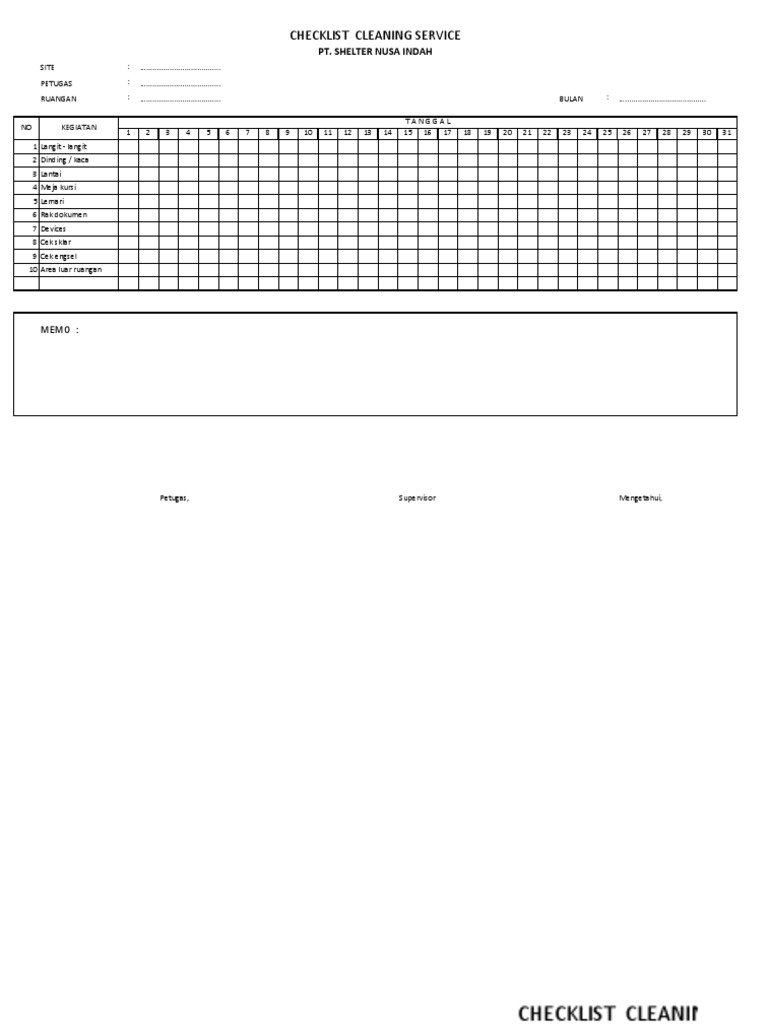 Checklist Cleaning 2023 | PDF