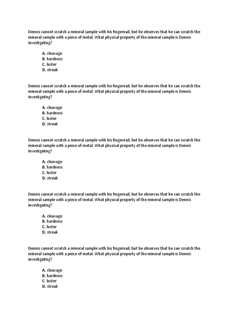 Mineral Exit Ticket | PDF