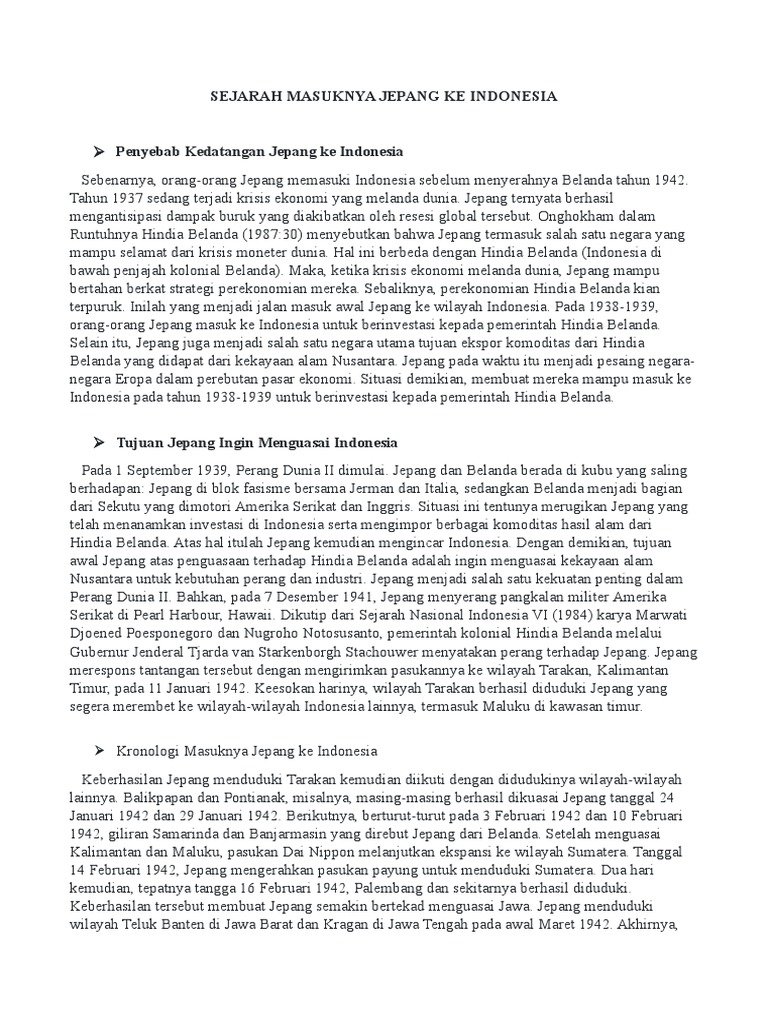 Masuknya Jepang Ke Indonesia | PDF