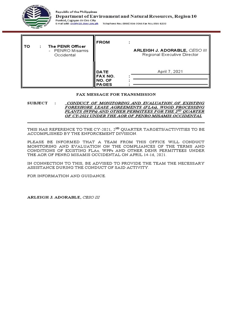 FAX MESSAGE-Sample Format1 | PDF