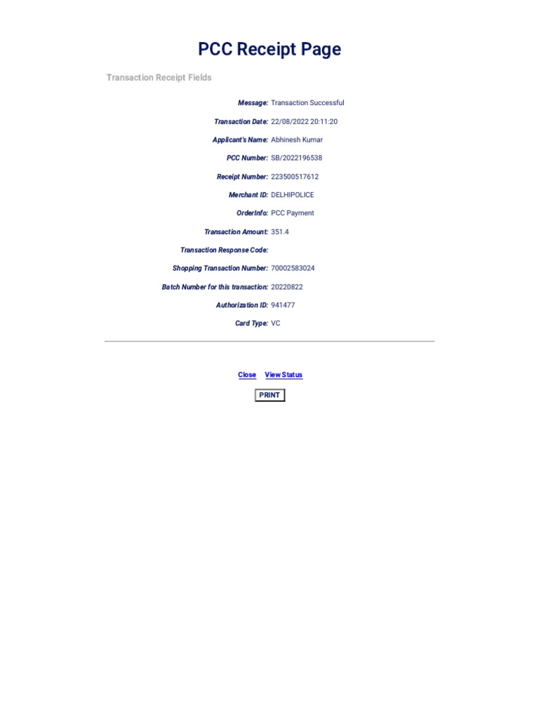 PCC Payment Slip Shera | PDF
