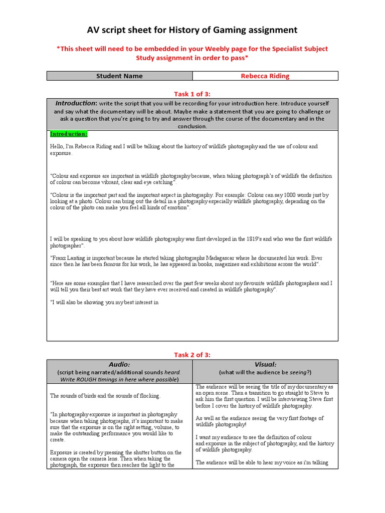 Av Script Rebecca Riding New | PDF | Exposure (Photography) | Camera