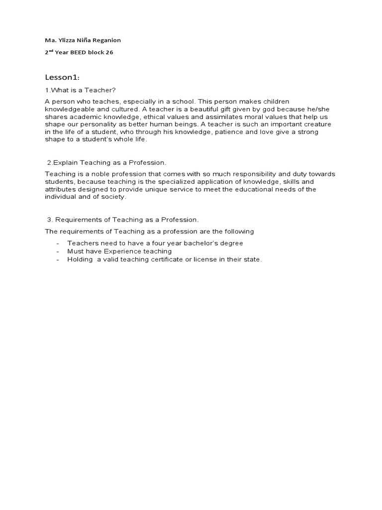 ProfEd IIBEED26 | PDF | Teachers | Profession