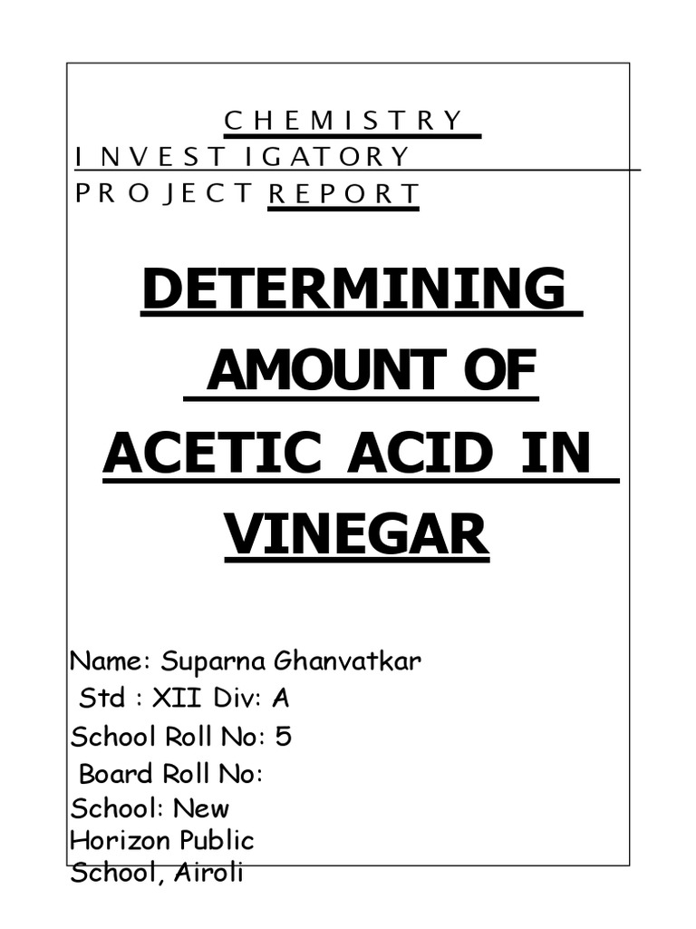 Chemistry Investigatory Project Of Class Xii Pdf Titration Chemistry