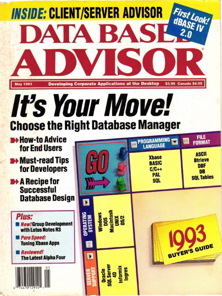 Database Advisor - May 1993 | PDF | Software Development | Computer ...
