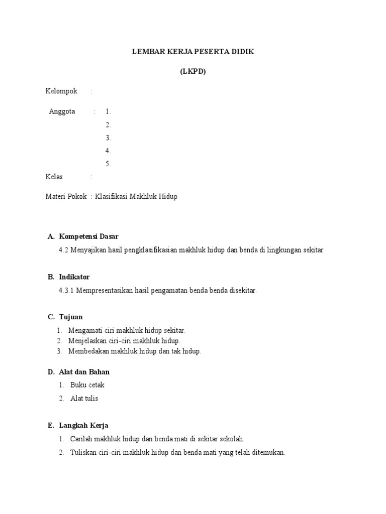 Lkpd Smp Kelas 7 Pdf