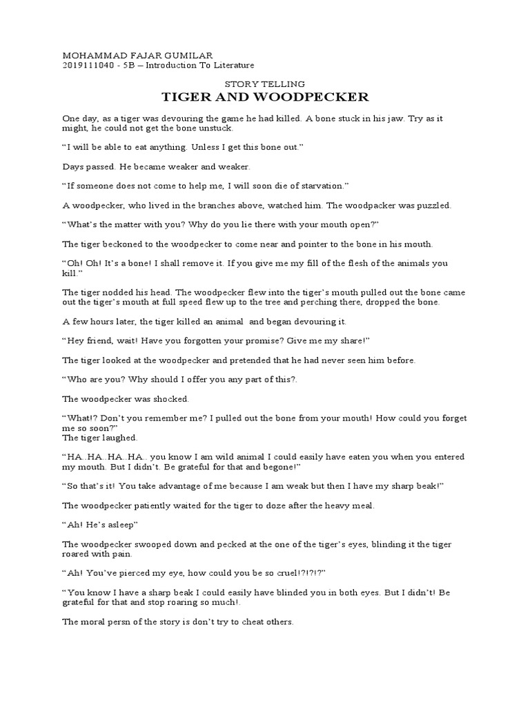 The Tiger and the Woodpecker: A Fable About Gratitude and Keeping ...