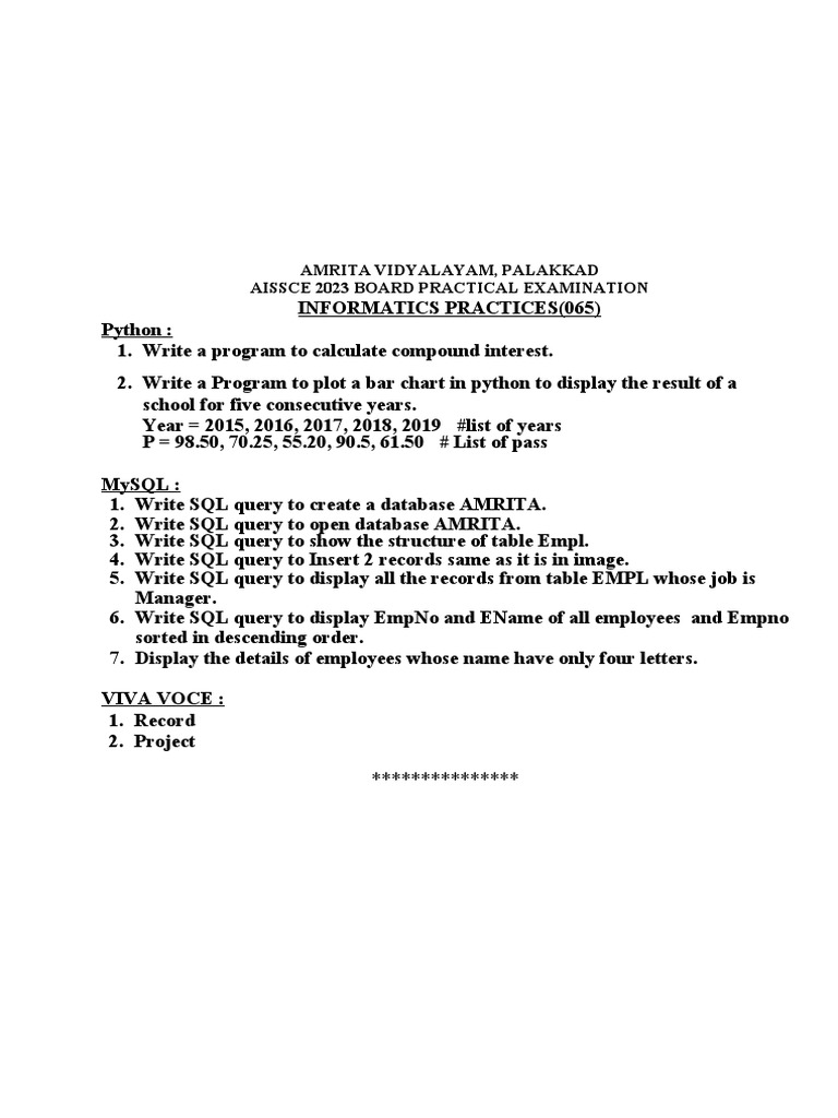 Board Practical Qp-20-23 Xii | PDF | Sql | Table (Database)