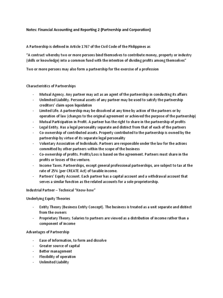 FAR 2 Notes | PDF | Partnership | Justice