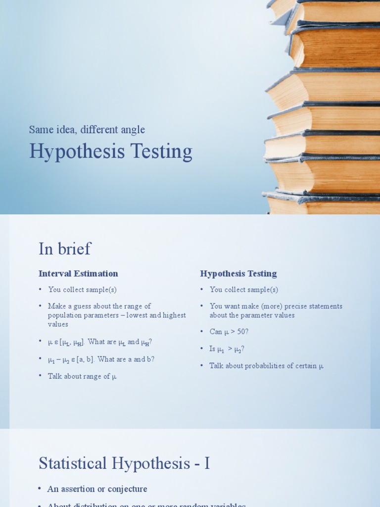 Hypothesis Testing | PDF | Null Hypothesis | Type I And Type Ii Errors