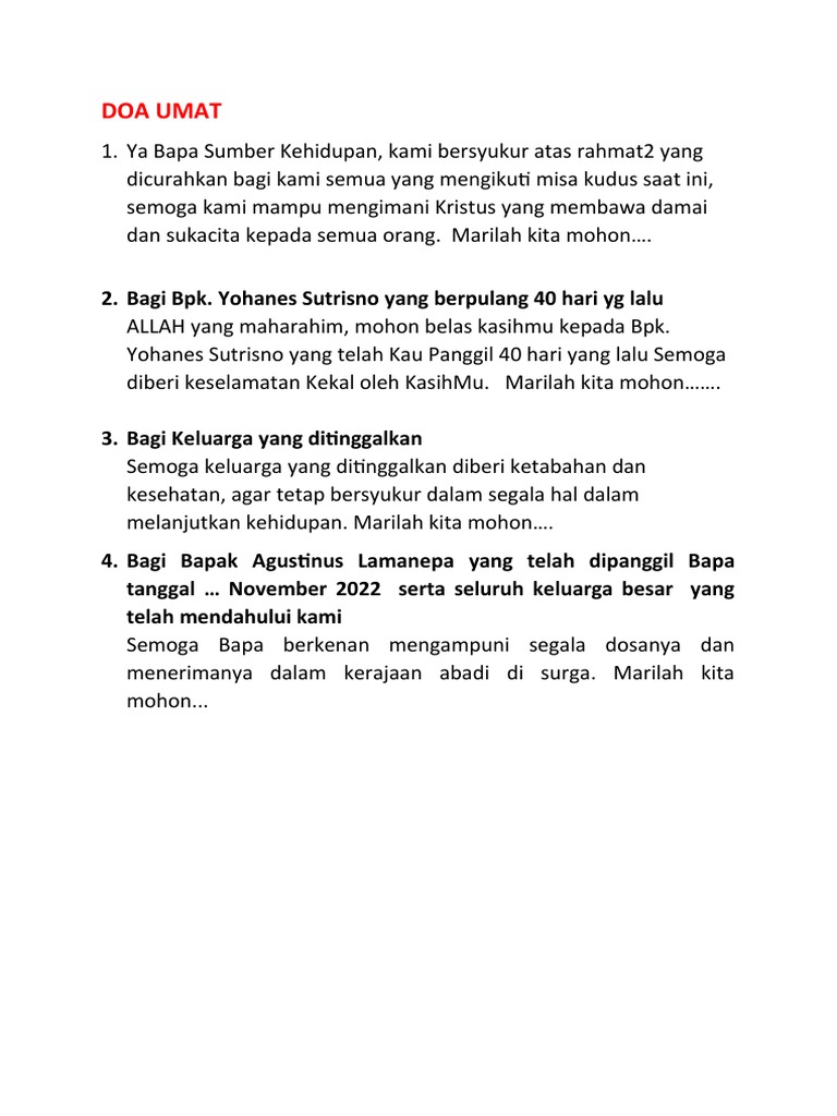 Doa Umat | PDF