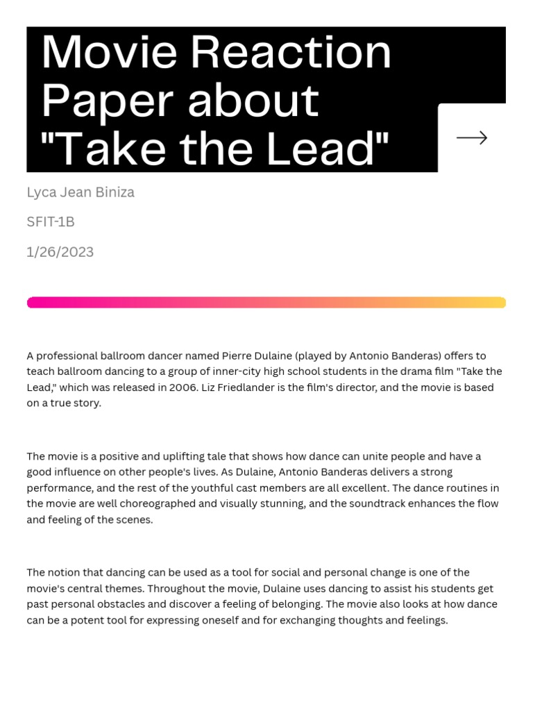 Movie Reaction Paper of | PDF | Art | Self-Improvement