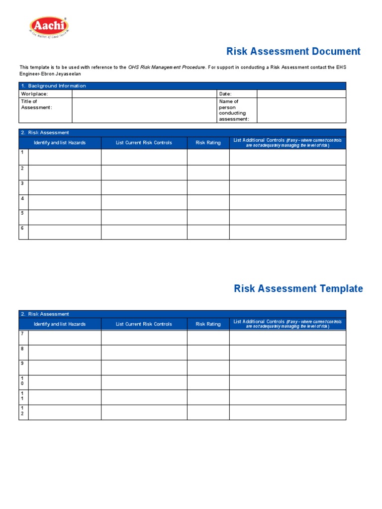 Riskassessmenttemplate | PDF | Risk | Risk Assessment