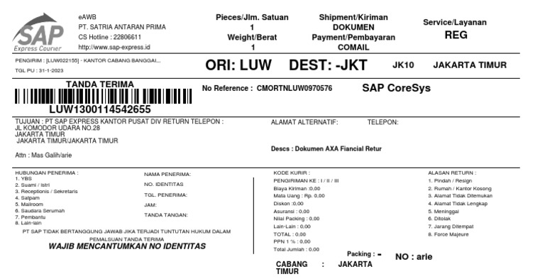 Contoh Airwaybill | PDF