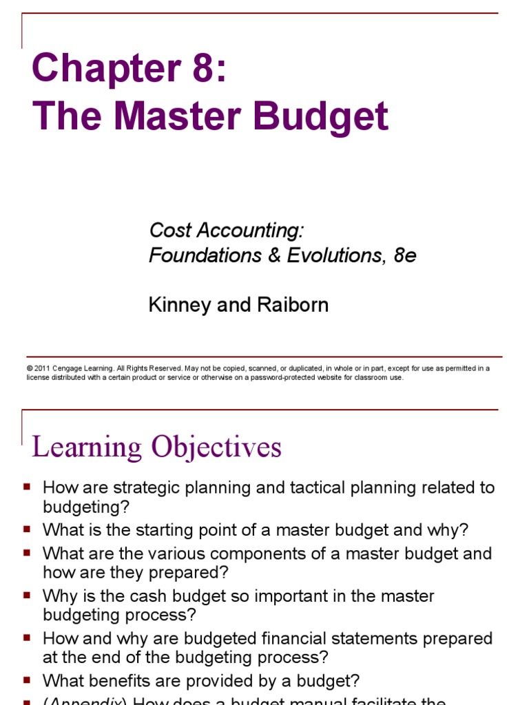 8 The Master Budget | PDF | Budget | Strategic Planning