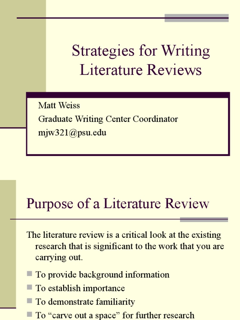 Strategies For Writing Literature Reviews | PDF | Methodology ...