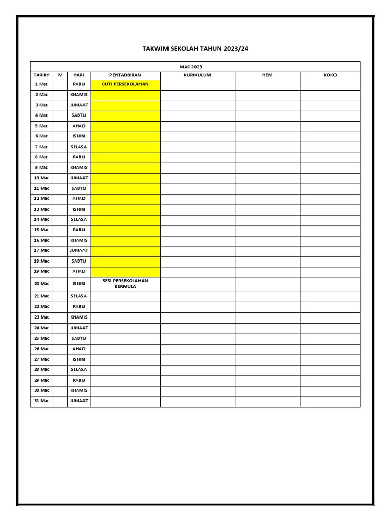 Takwim SKDD 2023 | PDF