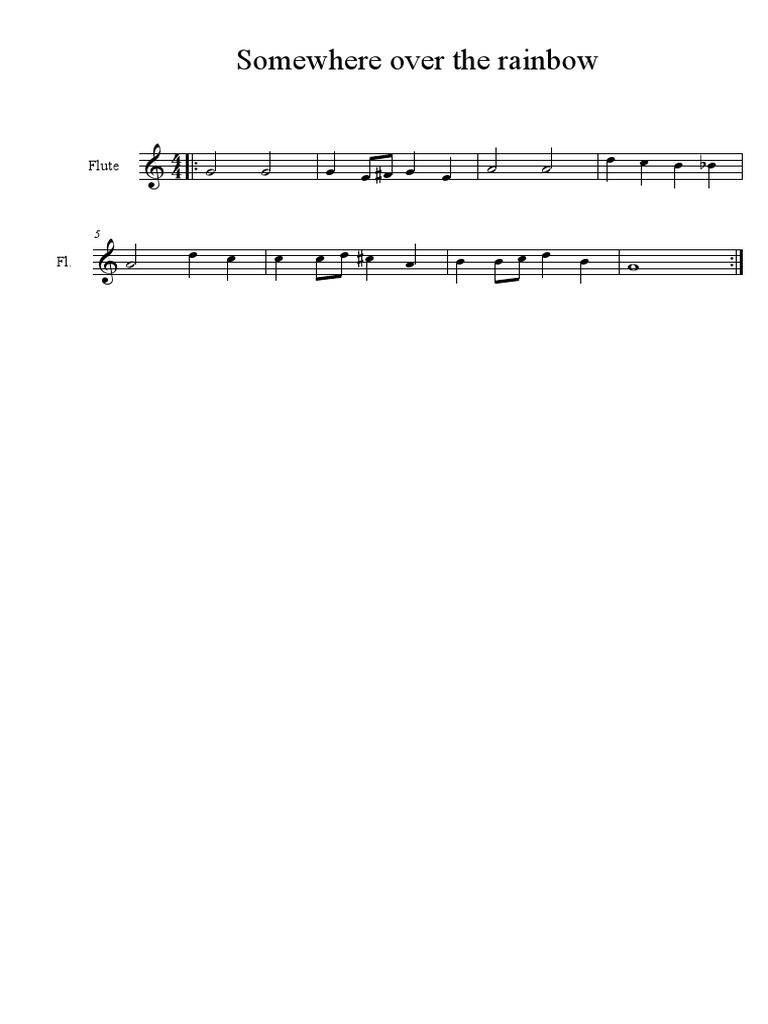 Flute Sheet Music: Over the Rainbow | PDF