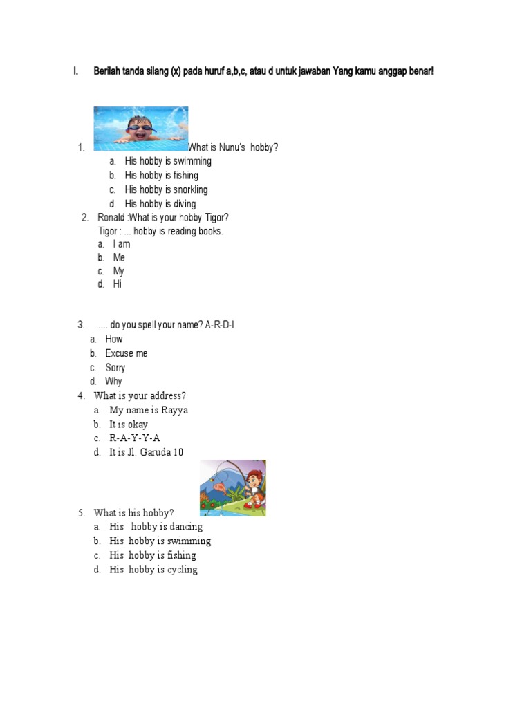 Latihan Soal B.Inggris Kls 5 Pas | PDF | Foreign Language Studies | Art