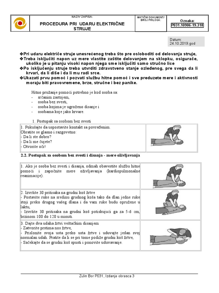 Procedura Pri Udaru Električne Struje | PDF